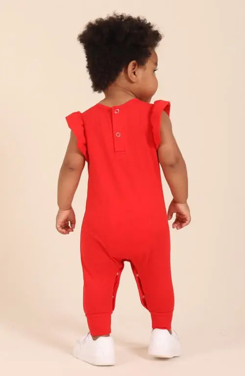TINY TRIBE Core Ruffle Shoulder Cotton Jersey Romper