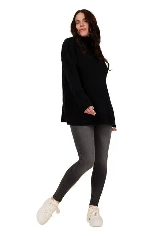 Motherhood Maternity Turtleneck Long Sleeve Knit Maternity Sweater - Black
