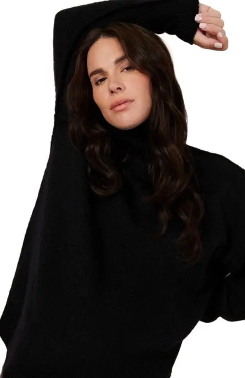 Motherhood Maternity Turtleneck Long Sleeve Knit Maternity Sweater - Black
