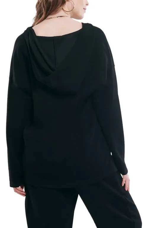 Motherhood Maternity V-neck Pullover Scuba Knit Hoodie - Black