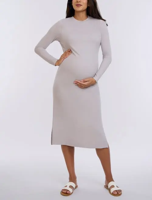 Motherhood Maternity Crew Neck Rib Knit Column Dress - Opal