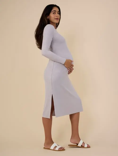 Motherhood Maternity Crew Neck Rib Knit Column Dress - Opal