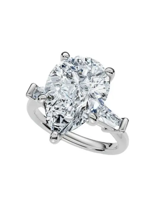 BLISS DIAMOND 1/2ct Certified Pear & Baguette Lab-grown Diamond Ring In 14k Gold