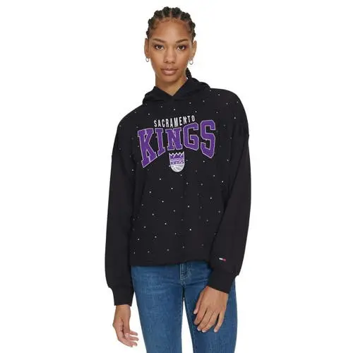 Tommy Hilfiger Sacramento Kings Cropped Pullover Hoodie - Black