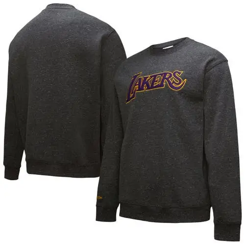 Mitchell & Ness Los Angeles Lakers Snow Washed Vintage Logo Pullover Sweatshirt - Black