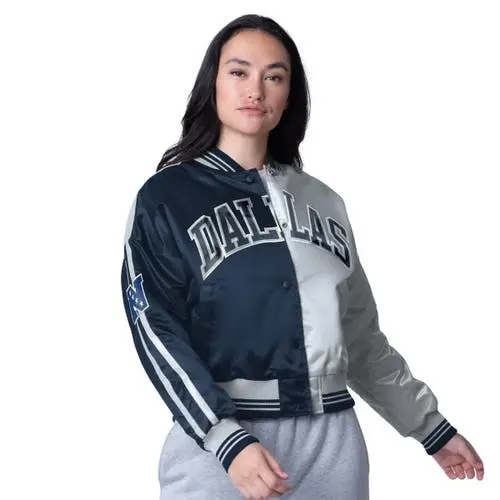 STARTER Dallas Cowboys Zone Blitz Cropped Satin Jacket