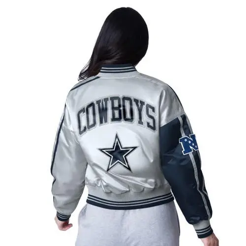 STARTER Dallas Cowboys Zone Blitz Cropped Satin Jacket