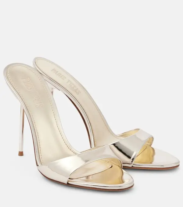 Paris Texas Lidia 105 Mirrored Leather Mules - Gold