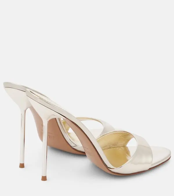 Paris Texas Lidia 105 Mirrored Leather Mules - Gold