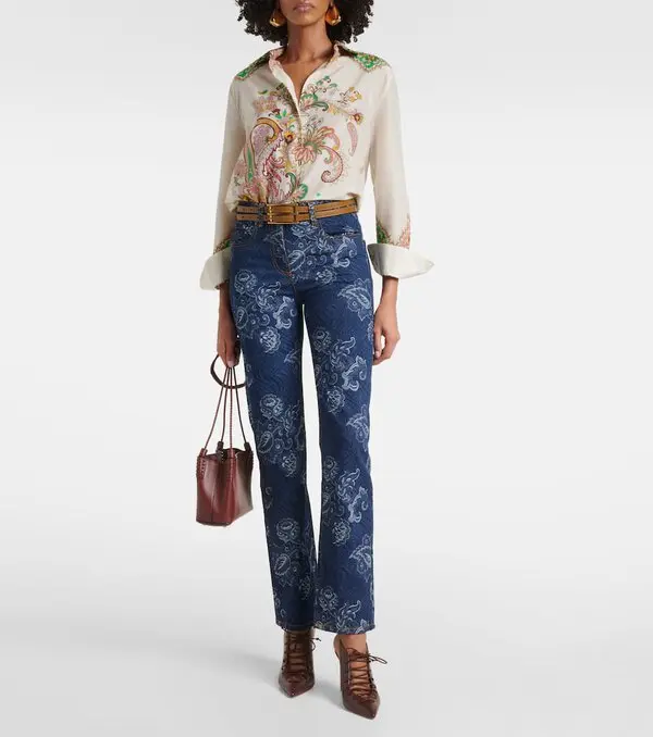 Etro Floral Jacquard Slim Jeans