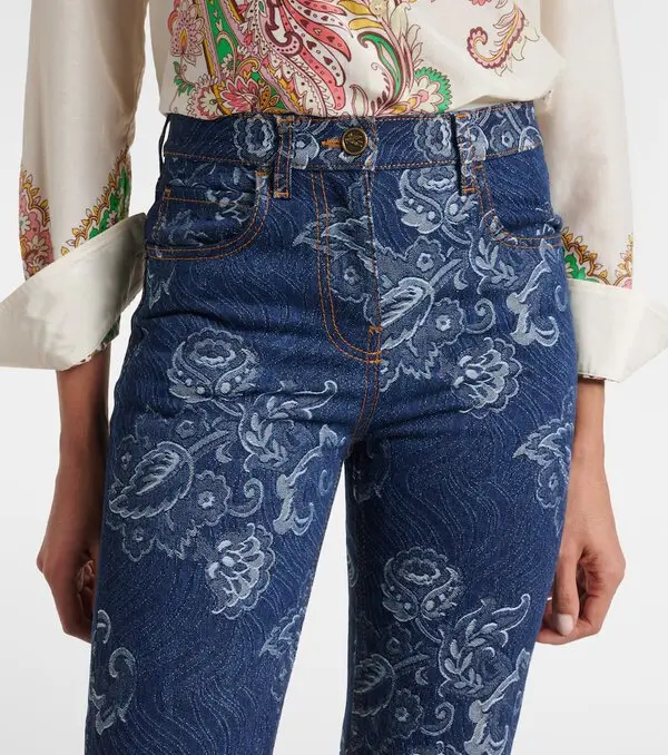 Etro Floral Jacquard Slim Jeans