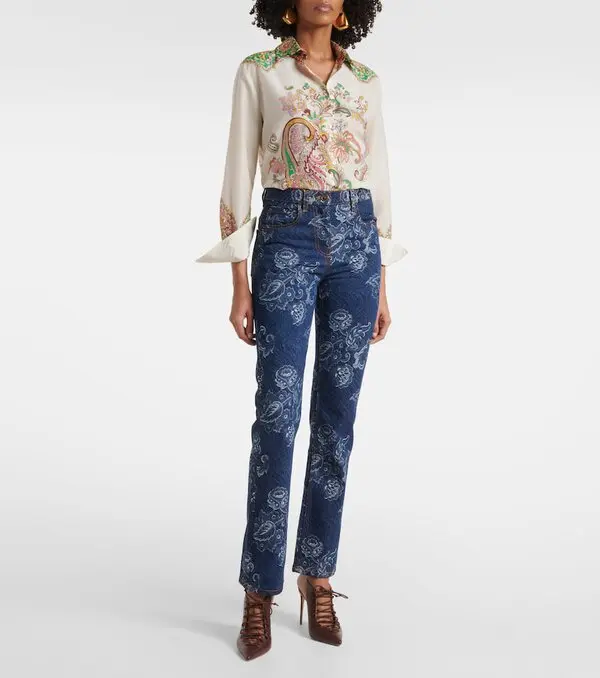 Etro Floral Jacquard Slim Jeans