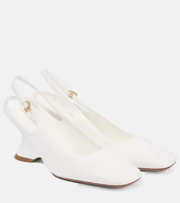 Dries Van Noten 75 Leather Wedges - White