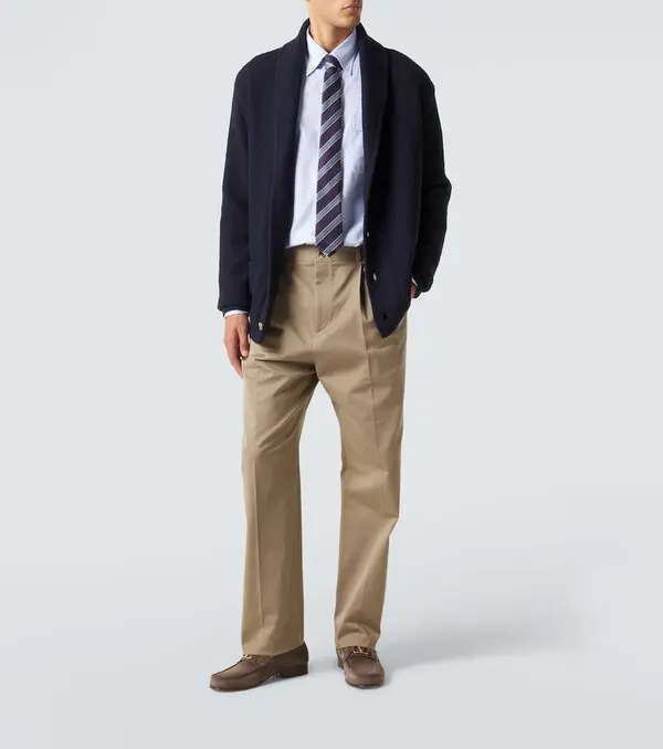 Valentino Garavani Cotton Straight Leg Trousers - Beige