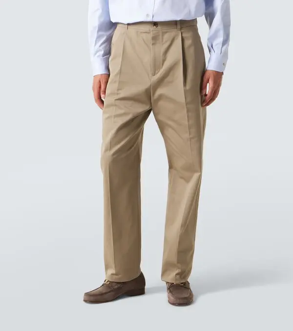 Valentino Garavani Cotton Straight Leg Trousers - Beige