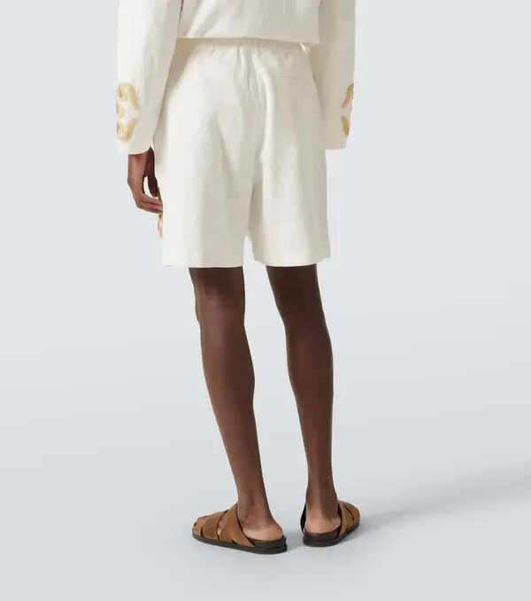 Commas Embroidered Linen And Cotton Shorts