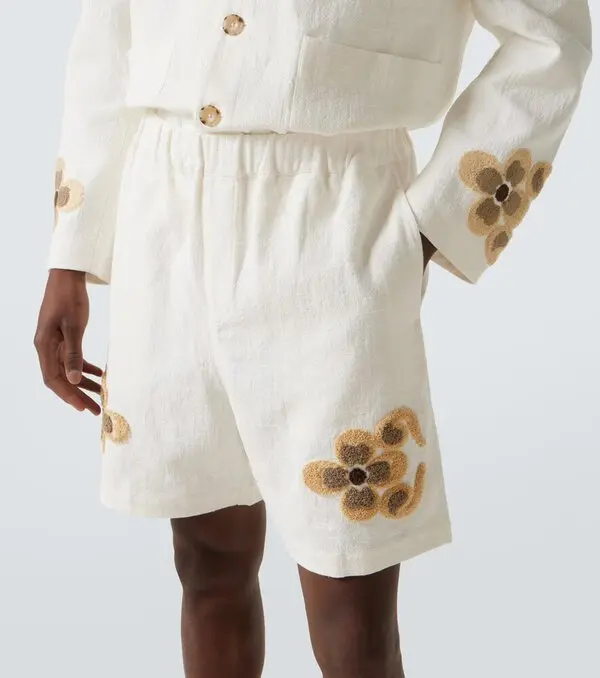 Commas Embroidered Linen And Cotton Shorts