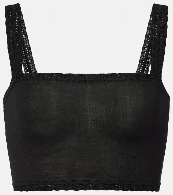 Dolce & Gabbana Knitted Silk Crop Top - Black