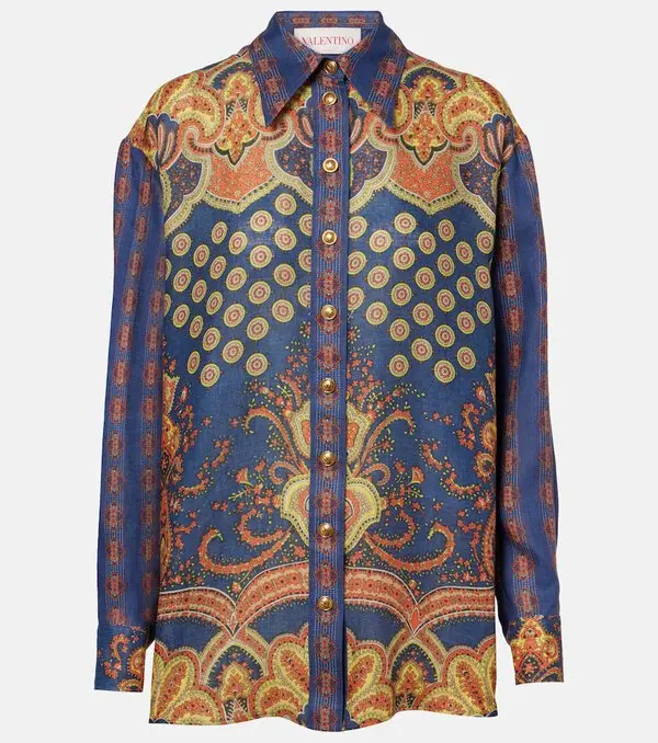 Valentino Garavani Voyage Imaginaire Vlogo Linen Blouse - Multicoloured