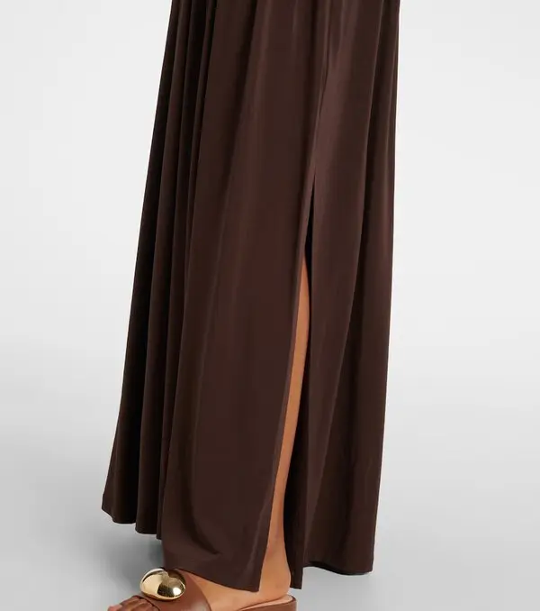 Max Mara Pleated Gathered Maxi Dress - Brown