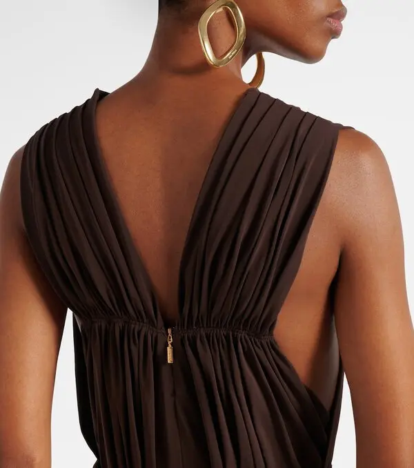 Max Mara Pleated Gathered Maxi Dress - Brown