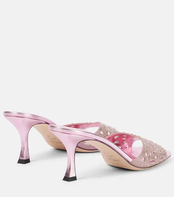 JIMMY CHOO Skye 70 Embellished Suede Mules - Pink