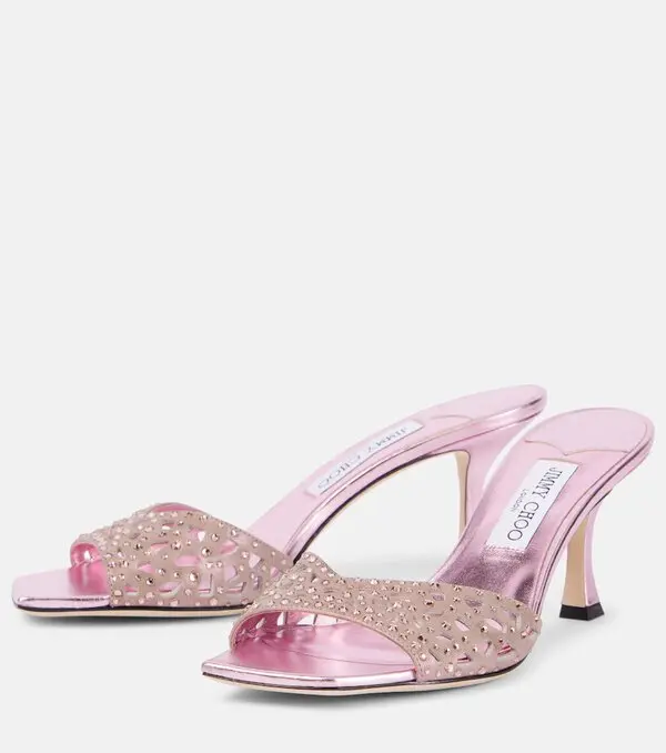 JIMMY CHOO Skye 70 Embellished Suede Mules