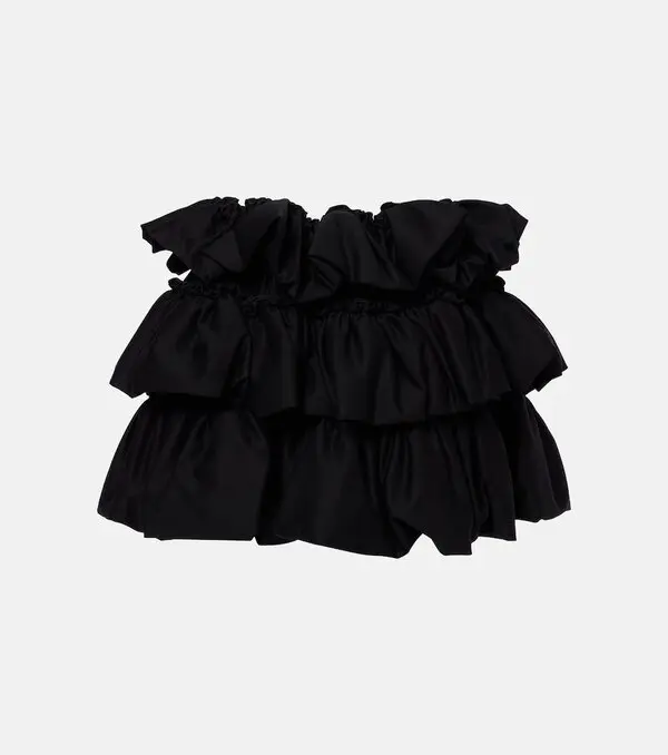 Noir Kei Ninomiya Tiered Cotton Miniskirt - Black