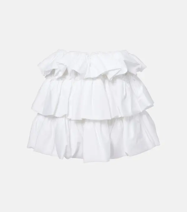 Noir Kei Ninomiya Tiered Cotton Miniskirt - White