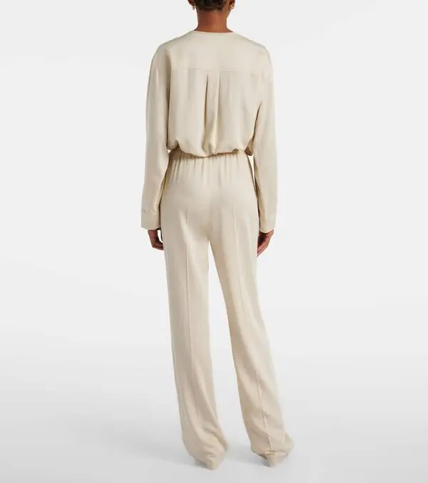 JOSEPH Tahiti Straight Leg Trousers - Beige