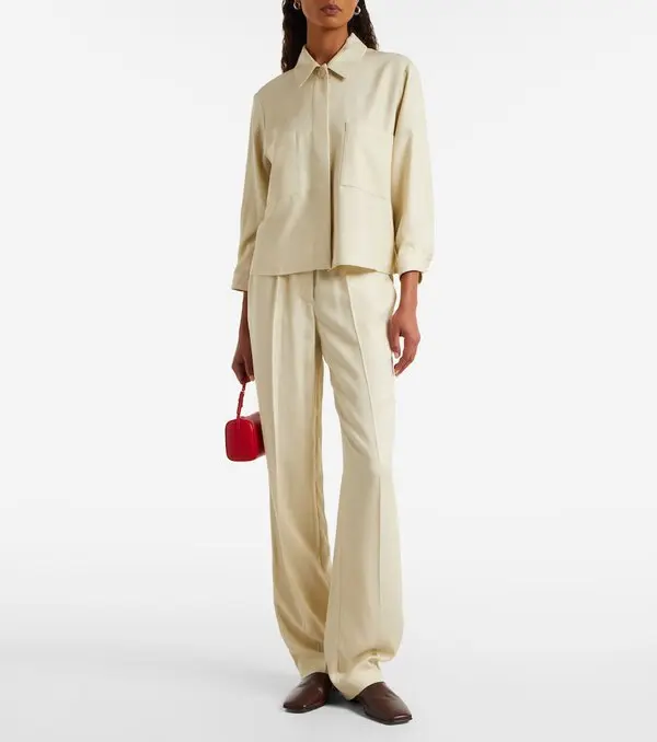 JOSEPH Tahiti Straight Leg Trousers - Beige