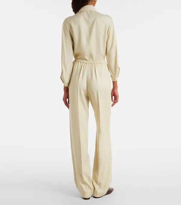 JOSEPH Tahiti Straight Leg Trousers - Beige