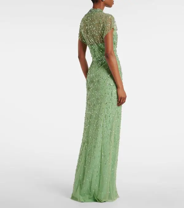 Jenny Packham Crystal Drop Embellished Gown