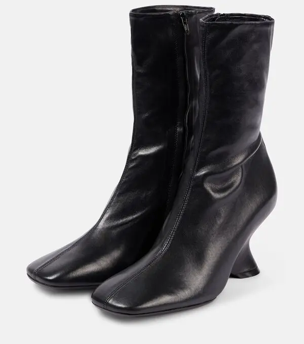 Dries Van Noten Leather Ankle Boots - Black