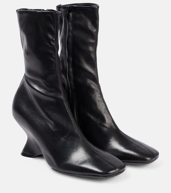 Dries Van Noten Leather Ankle Boots - Black