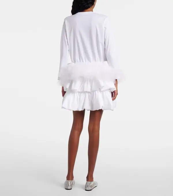 Noir Kei Ninomiya Tulle-trimmed Cotton Jersey Top