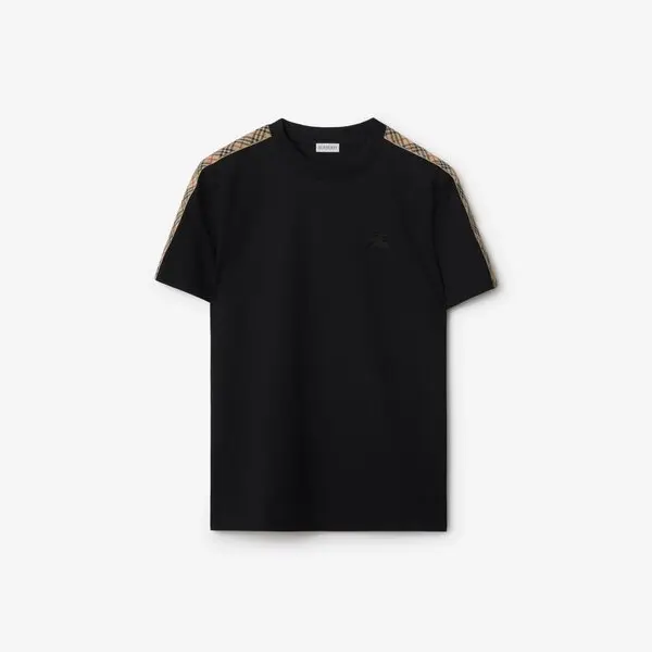 Burberry Check Trim Cotton T-shirt - Black