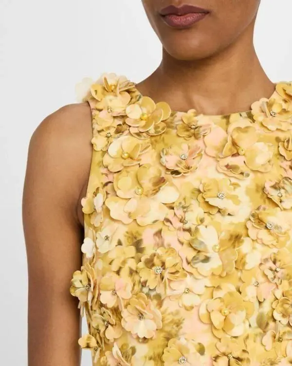 Badgley Mischka Floral-print Scuba Trumpet Gown - Yellow Multi
