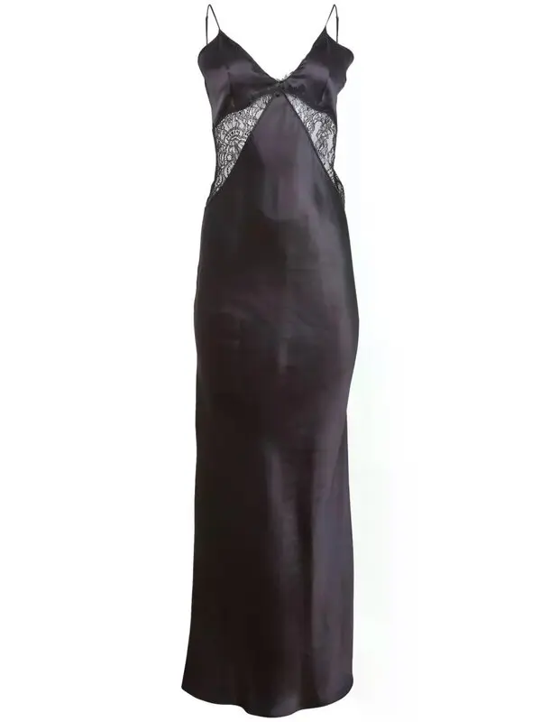 FLEUR DU MAL Lace-trim Silk Maxi Dress