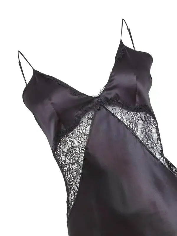 FLEUR DU MAL Lace-trim Silk Maxi Dress