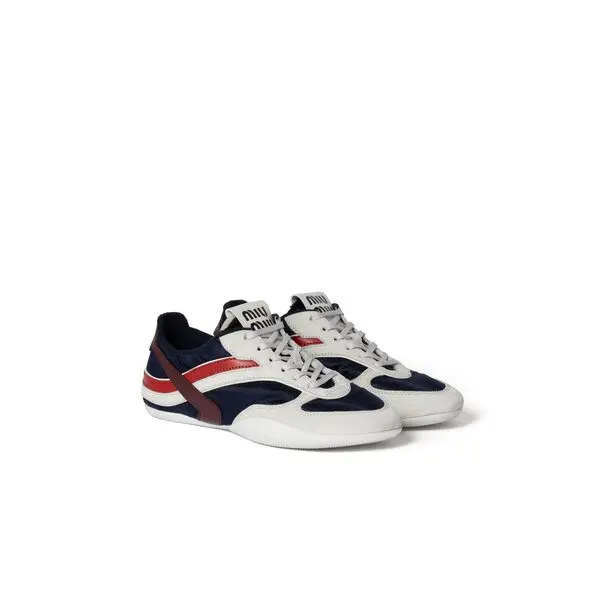 Miu Miu Gymnasium Technical Fabric And Suede Sneakers - Baltic Blue/amaranth