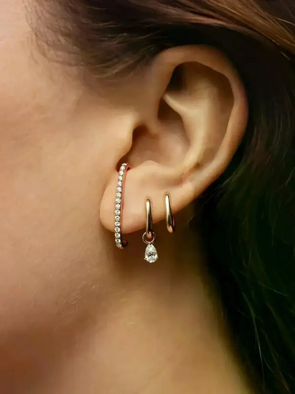 LOEV 14kt Rose Gold Diamond Ear Cuffs - Pink