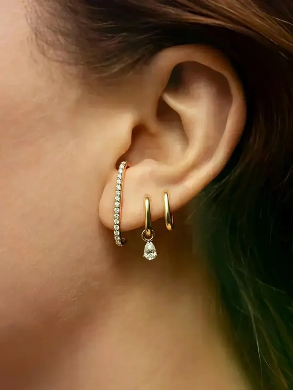 LOEV 14kt Rose Gold Diamond Ear Cuffs - Pink