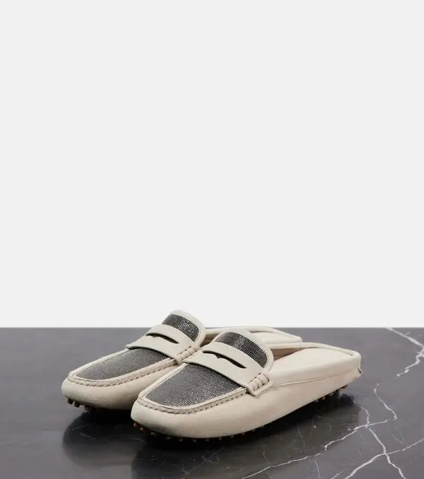 Brunello Cucinelli Monili Suede Mules