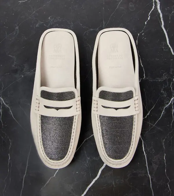 Brunello Cucinelli Monili Suede Mules