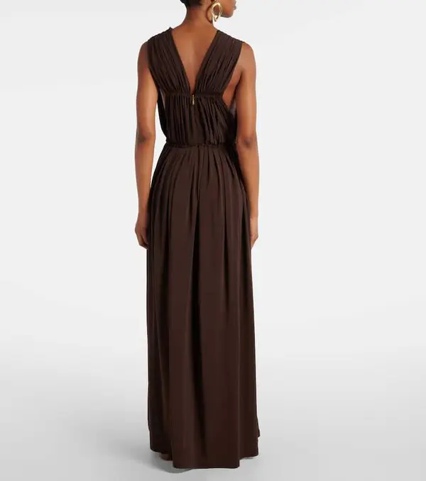 Max Mara Pleated Gathered Maxi Dress