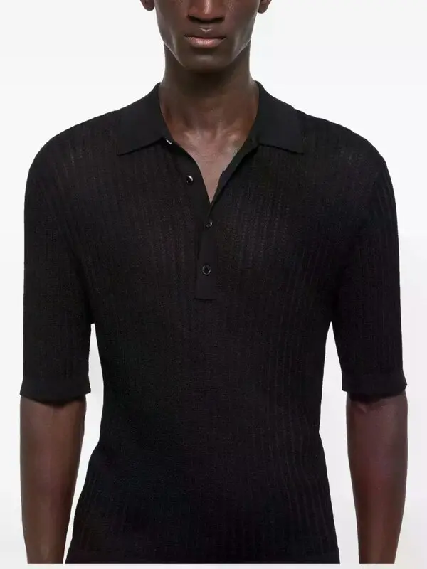 Helmut Lang Ribbed-knit Polo Shirt