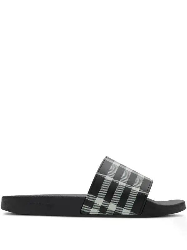 Burberry Check Print Slides - Black