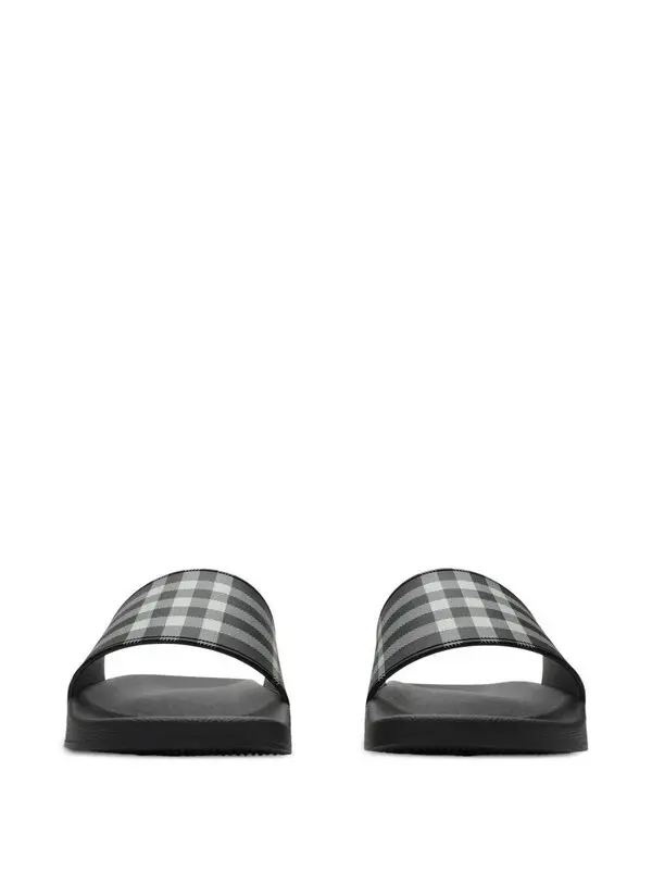 Burberry Check Print Slides - Black