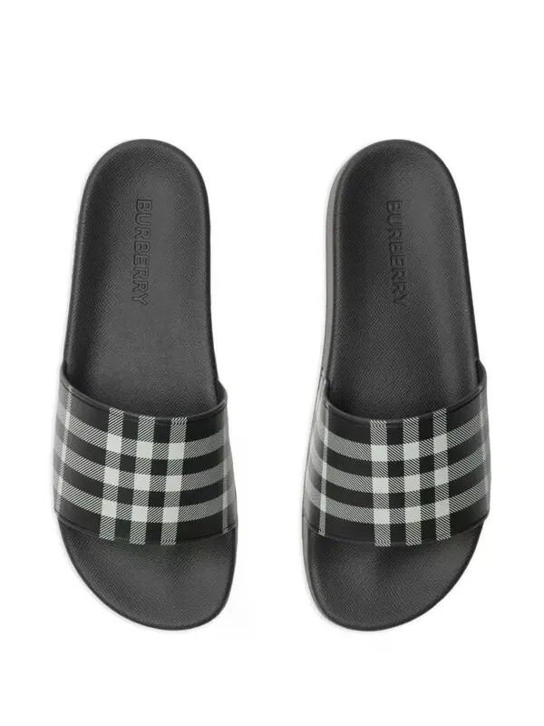Burberry Check Print Slides - Black